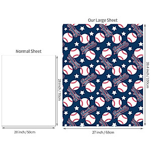CAMKUZON Reversible Baseball Wrapping Paper for Birthday Celebration Party - 3 Large Sheets Cartoon Baseball Sports Themed Gift Wrap Paper - 27 Inch X 39.4 Inch Per Sheet