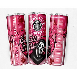 HONALE25 Halloween Tumbler 20oz, Halloween Tumbler Gift For Women Men Adults, Halloween Ghost Face Coffee Mug, Scary Ghost Face Tumbler With Lid, 3D Horror Tumbler, Halloween Decoration Indoor Outdoor