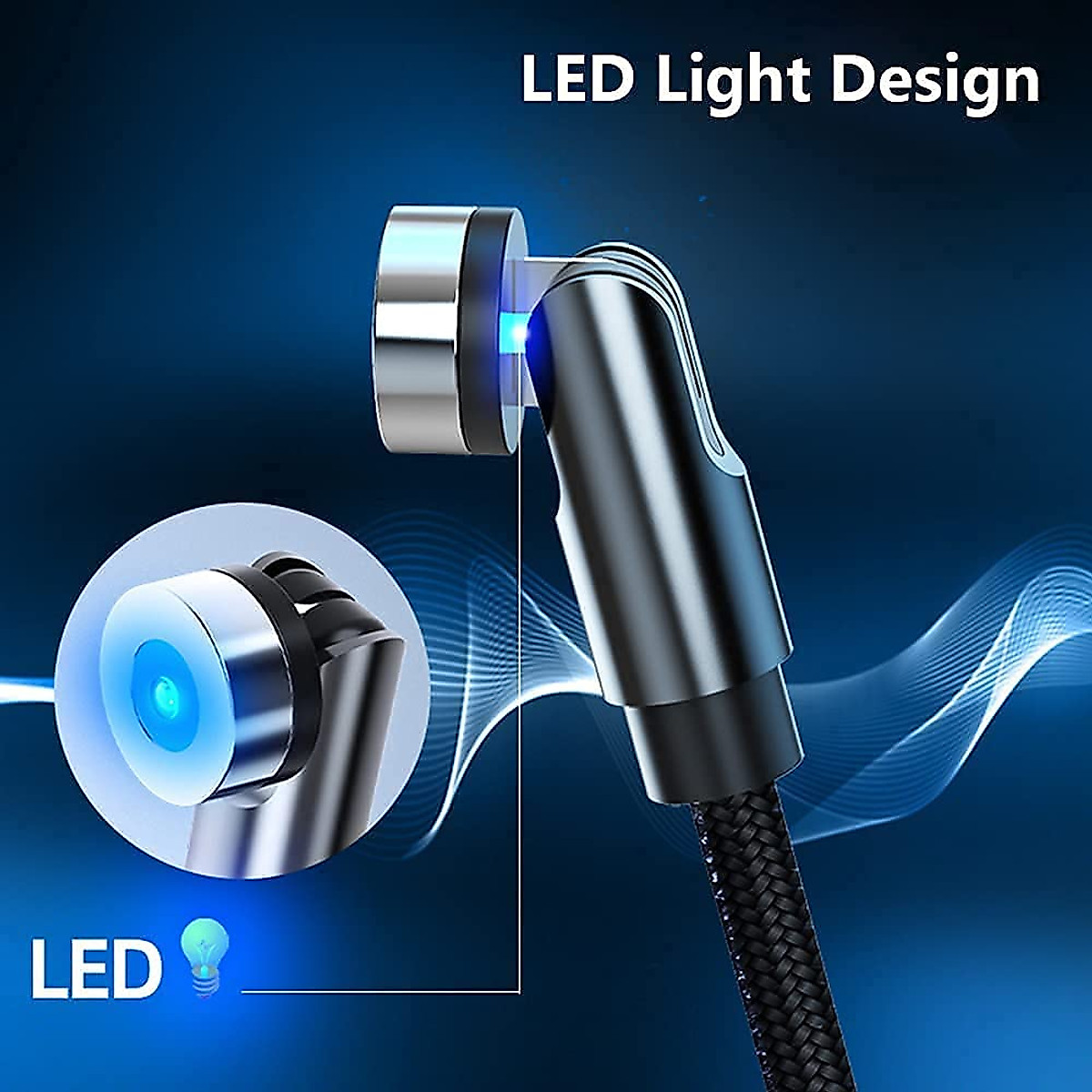 Bojianxin 540° Rotation 3 in 1 Magnetic Charging Cable（7-Pack, 1.6ft/3.3ft/6.6ft/6.6ft/10ft/10ft, Magnet Phone Charger Compatible with Micro USB, Type C Device