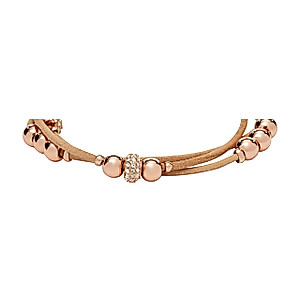 Fossil Women's Leather Bracelet, Color: Rose Gold/Tan (Model: JA6539791)