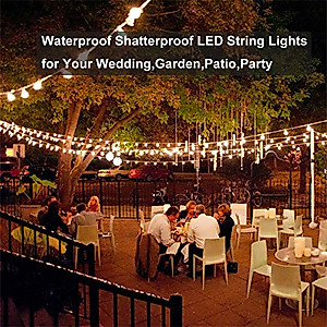 2-Pack 25Ft Outdoor LED String Lights with 50+4 Shatterproof LED Clear Plastic Globe Bulbs,Commercial Lighting for Patio Cafe Porch Bistro Party Wedding Christmas Indoor/Outdoor Decoration,White Wire