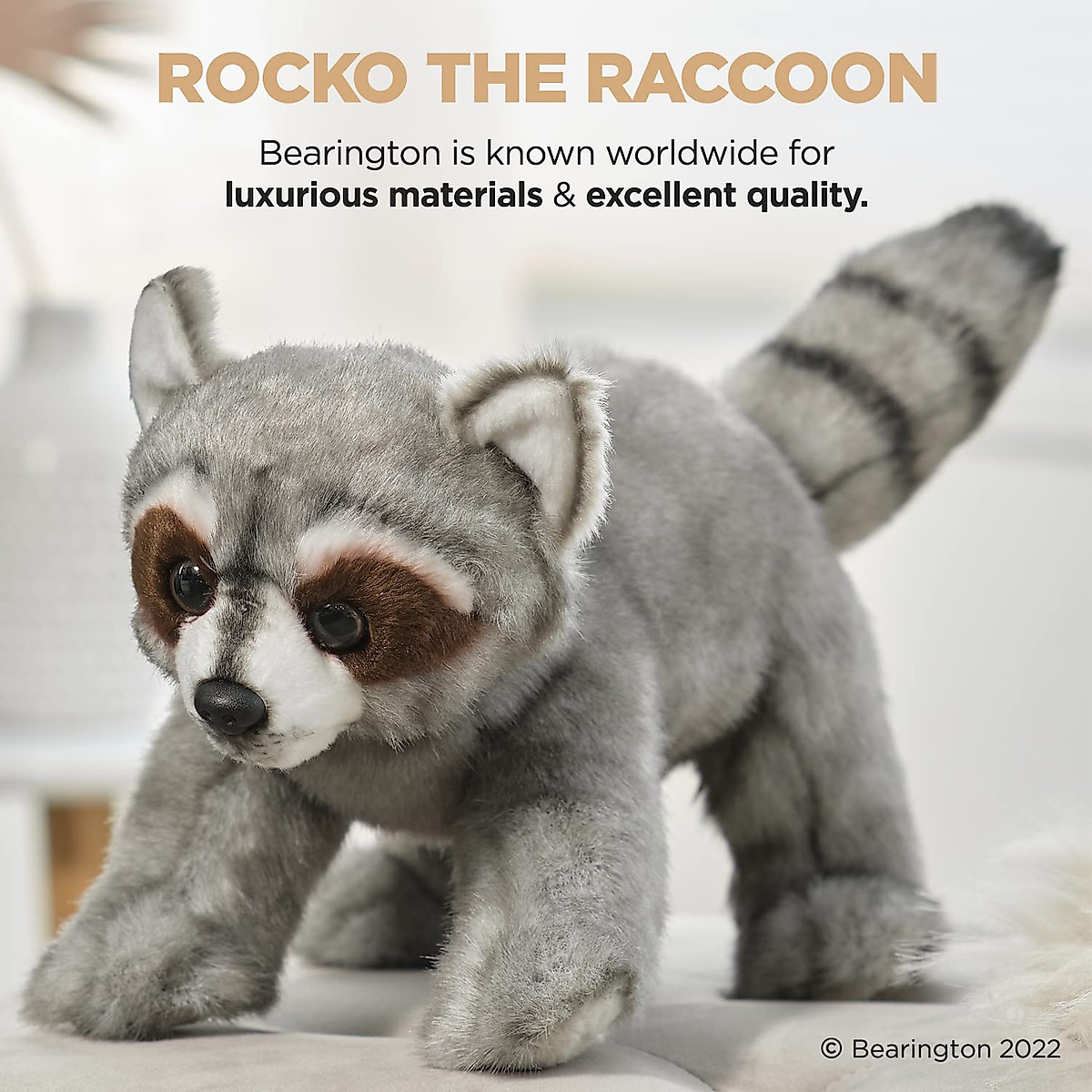 Bearington Lil' Rocko Small Plush Stuffed Animal Raccoon, 7 inches