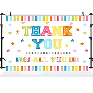 Ticuenicoa 5×3ft Thank You Backdrop Colorful Photography Background Thanks for Teachers Employees Thank You First Responders Support Doctors Nurses Party Decorations Banner Props