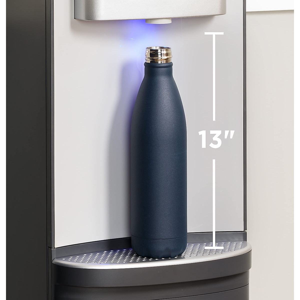 GE Bottom-Loading Tri-Temperature Water Dispenser | 5 Gallon Water Cooler for Home or Office | 3 Temperature Settings | Taller 13" Dispenser Height | No Lift Bottom Loading | LED Light | Charcoal