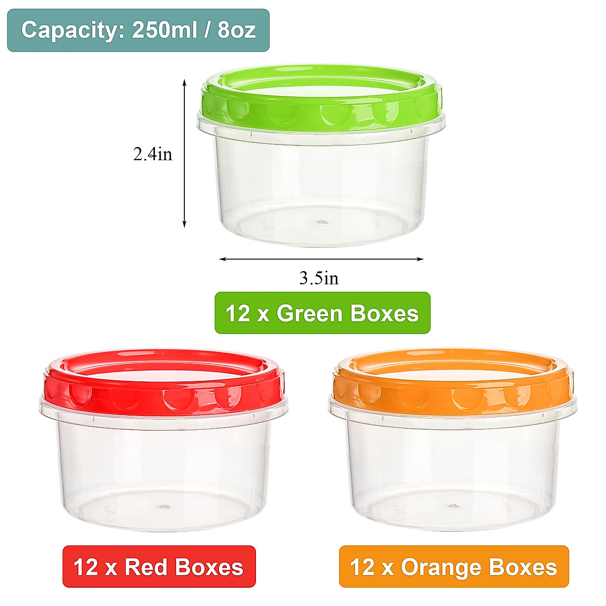 Elsjoy 36 Pack 8 oz Freezer Food Storage Container with Lid, Reusable Small Food Container Twist Top Plastic Condiment Cup, Leak Proof Deli Storage Containers, Freezer & Dishwasher Safe
