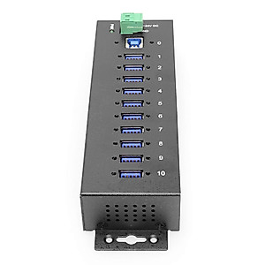 10 Port USB 3.2 Gen 1 Hub Surge Protection w/Din Rail Mounting