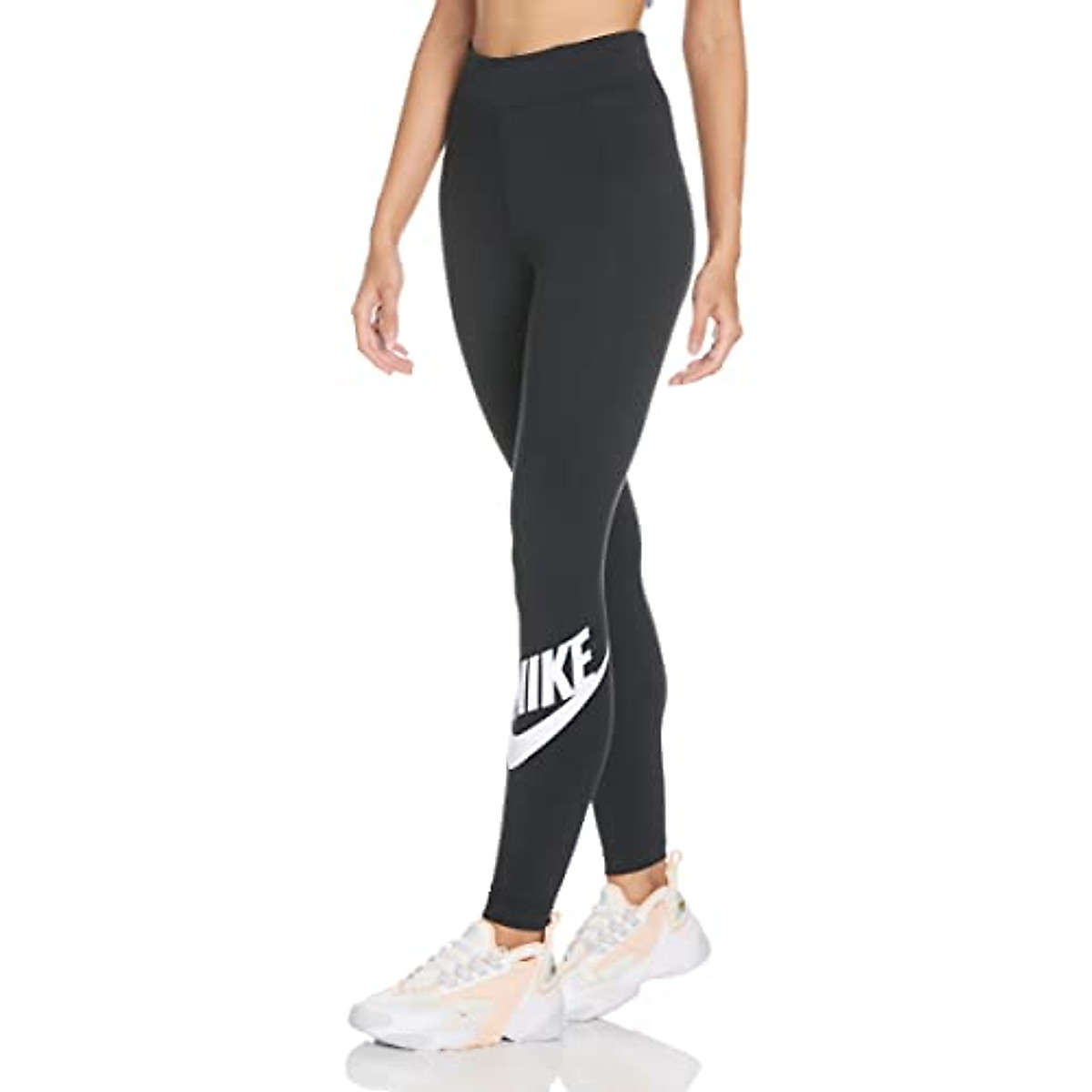 Nike Sportswear Essential Women's High-Waisted Leggings (Medium, Black/White)