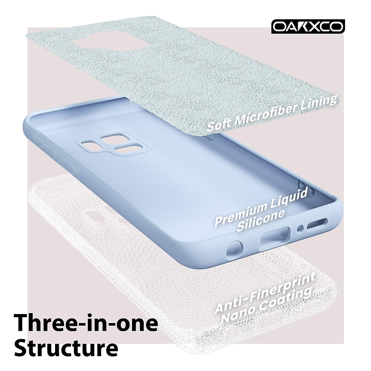 oakxco for Samsung Galaxy S9 Phone Case Liquid Silicone, Cute Thin Slim Soft Rubber TPU Plain Smooth Gel Cover for Women Girl Aesthetic, Matte Solid Protective & Shockproof, Aqua Sky Baby Light Blue