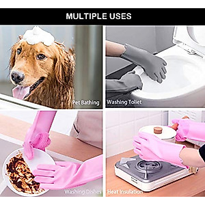 Pet Grooming Gloves for Bathing and Hair Removal, Dogs and Cats Bath Shampoo Brush , Soft and Durable Silicone Scrubber Glove for Pets Shower Like Horse, Dog and Cat