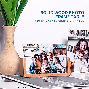 wavamawa 4x6 inch Picture Frames Set of 2-Wooden Photo Frame with Wood of Beech Base and HD Organic Glass Cover for Tabletop or Desktop Display-Horizontal&Vertical