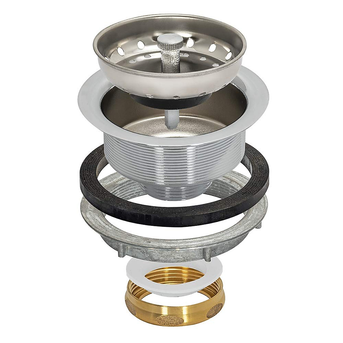 EZ-FLO Heavy-Pattern Kitchen Sink Strainer, Brass Body Sink Drain Assembly with Slip Joint Nut, 3-1/2 to 4 Inch Opening, Stainless Steel, Chrome Plated, 30002