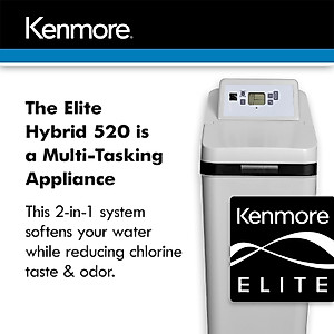 Kenmore 520 31k Grain Water Softener NSF International Certified Minerals, Barium, Radium, and Chlorine Taste & Odor | Reduce Hard Water in Your Home | Fully Programmable, Easy Install 2-in-1 System