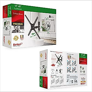 Barkan TV Wall Mount, 29-65 inch Full Motion Articulating - 3 Movement Flat/Curved Screen Bracket, Holds up to 88 lbs, Patented, Fits LED OLED LCD