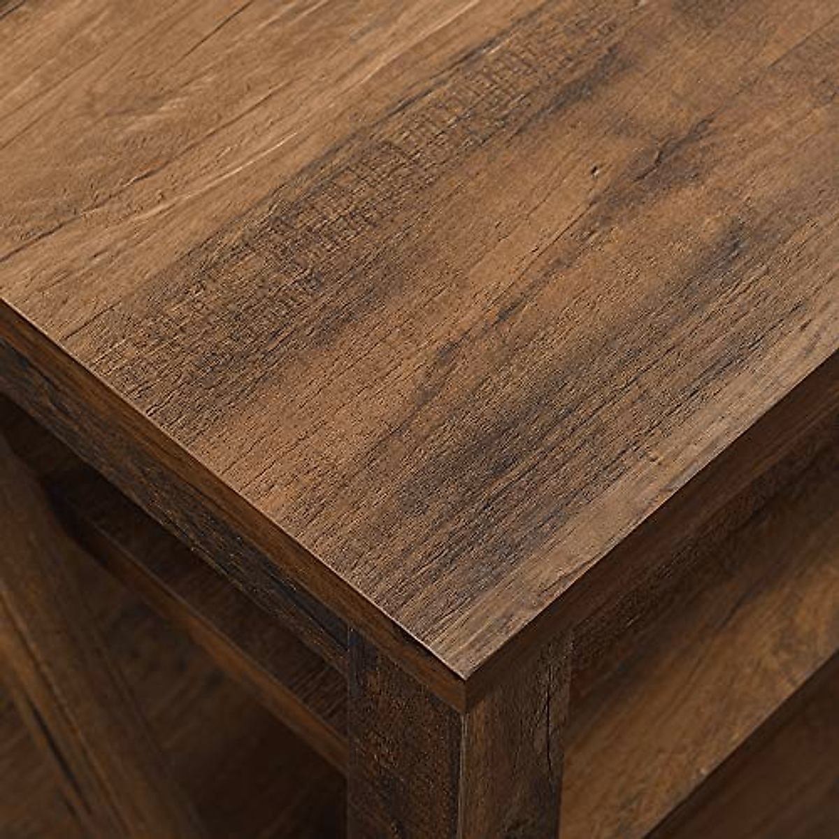 Walker Edison Modern Farmhouse A-Frame Wood Rectangle Coffee Table Living Room Ottoman Storage Shelf, 48 Inch, Rustic Oak