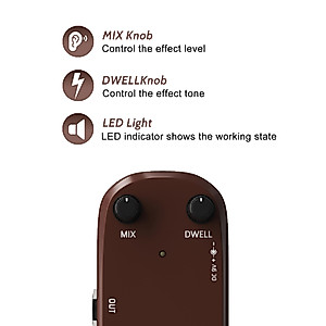 AZOR AP311 Spring Reverb Guitar Effect Pedal with Guitar Pedal Power Cable,9V Battery Clip Converter Power Cable Snap Connector