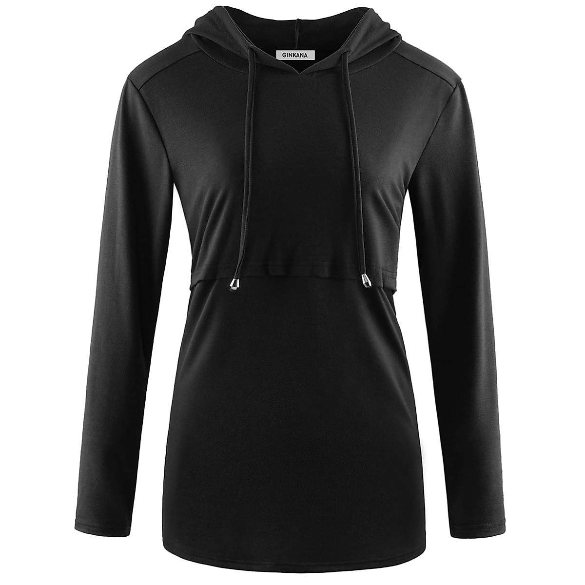 GINKANA Women's Nursing Hoodie Sweatshirt Long Sleeves Breastfeeding Maternity Casual Clothes Black