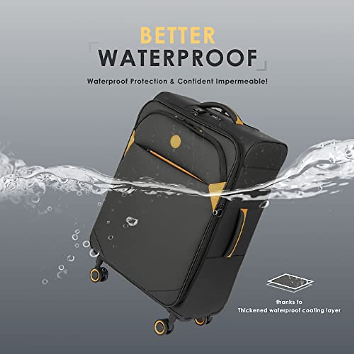 Verage Cambridge Lightweight 2 Piece Luggage Sets,Softside Expandable Spinner Wheel Suitcase,Black,2-Piece Set(20/24)