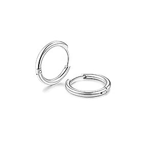 Small Silver Unisex Cartilage Hoop Earrings,316L Surgical Stainess Steel Huggie Hoop Earrings for Helix Tragus Cartilge Lobes Hinged Sleeper Earrings for Men Women(9mm, Silver)