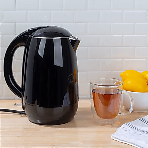 Electric Kettle - Auto-Off Rapid Boil Water Heater with Stainless-Steel Interior and Double Wall Construction by Classic Cuisine (White)