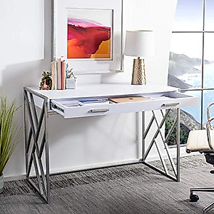 Safavieh Home Office Elaine Modern White and Silver 1-drawer Desk