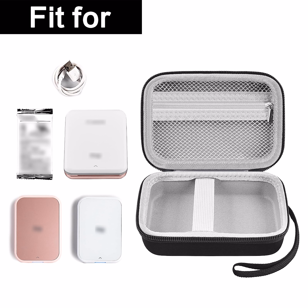 Case Compatible with SUPVAN E10/ for JADENS D110 Label Printer, Mini Wireless Connection Label Maker Machine Portable Travel Carrying Bag for Office, Home Kitchen Storage (Box Only)-Black