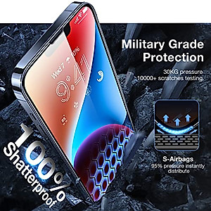 TORRAS Diamond Shield for iPhone 13 Pro Screen Protector, iPhone 14, iPhone 13 Screen Protector Tempered Glass with Strengthened Edge 9H Hardness [Full Coverage] Anti-Fingerprints 2-Pack, 6.1"