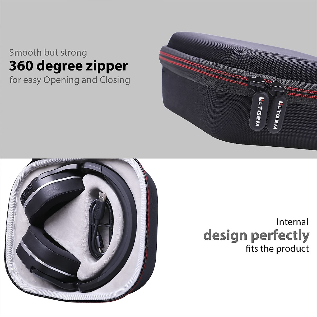 LTGEM Case Compatible with Turtle Beach Stealth 600 / 700 Gen 3 & 600 /700 Gen 2 MAX Wireless Gaming Headset, Black+Gray