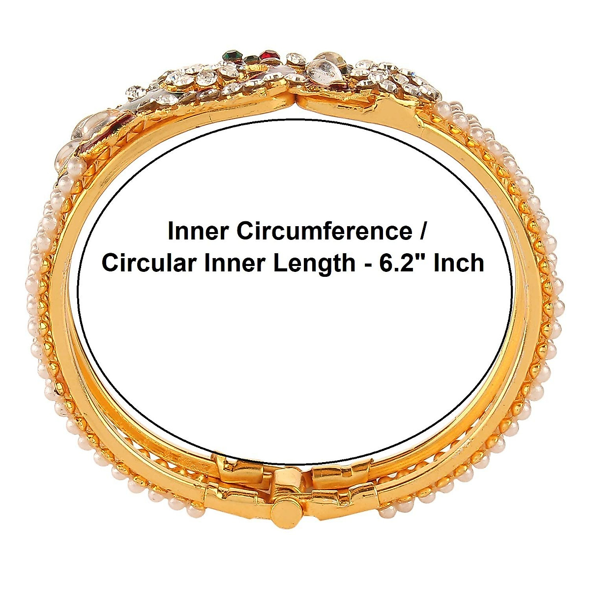 Efulgenz Rakshabandhan Indian Bangles for Women Women's Bangle Bracelets Fashion Jewelry Indian Bollywood Faux Pearl Kundan Rhinestone Peacock Hinge Open able Cuff Bracelet Bangle