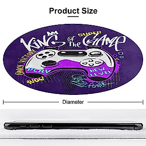HoaMoya Cool Game Joystick Round Area Rug Purple Game Doodle Circle Rug Carpet Large Circular Rugs Non-Slip Mat for Kitchen Living Room Bedroom Decoration 90 * 90cm