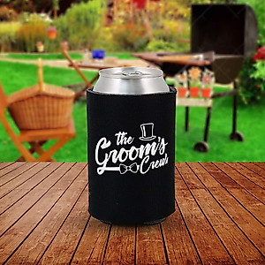 Shop4Ever The Groom and The Groom’s Crew Bow Tie Top Hat Can Coolie ~ Wedding Bachelor Party Beer Can Sleeve Coolers ~ (Crew Hat, 6 Pk)