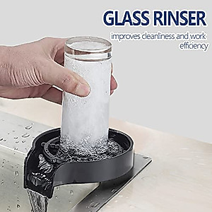 Matte Black Glass Rinser for Kitchen Sinks Cup Rinser, Faucet Bottle Washer Glass Washer Cleaner with Hose, Kitchen Sink Accessories for Bar Sink