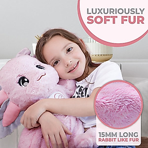 Huggle Healers Weighted Stuffed Animals for Adults, Teens and Kids - 40 Inch Long Plush Arms Pink Stuffed Animal for Hugs - 4.5lb Axolotl Plushies - Ula Axolotl