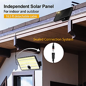 KERNOWO Solar Lights Outdoor, 85 LED 4000LM Security Lights, Solar Motion Sensor Lights with 16.4Ft Detachable Cable, IP65 Waterproof Wall Lights 3 Modes for Outside,Garage, Entryways, 2Pack