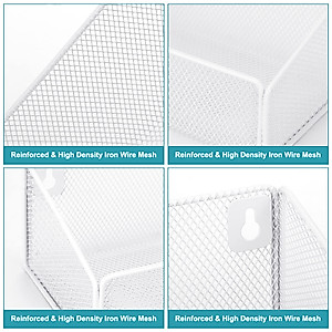 Rtteri 2 Sets Bedside Shelf Bed Metal Storage Basket Bunk Bed Shelf with 10 Pair 5 Different Size Hooks Bed Side Organizer Caddy Hanging Organizer for Home Office Desk Phone Book(White)