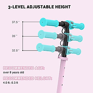 Qmwheel M2 Pro Kids Electric Scooter Smart LED Display, Adjustable Height,150W Motor 3-10mph Speed Limit, Colorful Deck Lights,Rear Foot Brake, Safety Electric Scooter for Kids Age 6-13.