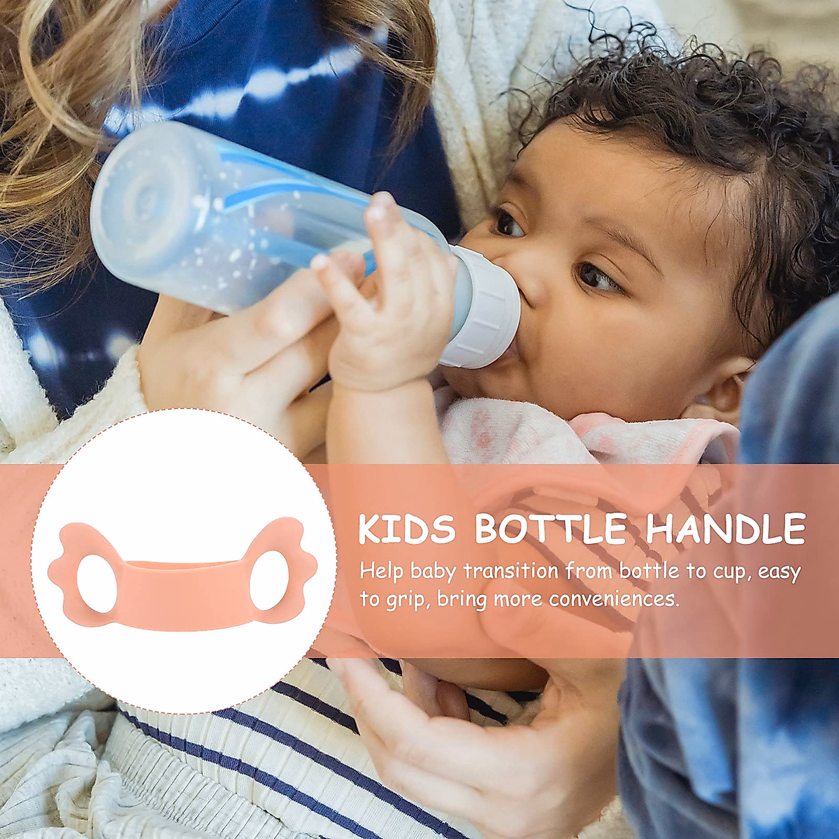 Kisangel Silicone Baby Bottle Handles Universal Silicone Milk Bottle Carry Handles Soft Portable Bottle Holder for Infant Newborn Toddler