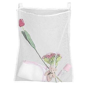 Natudeco Baby Bedside Hanging Storage Bag Hanging Diaper Caddy Organizer Mesh Large Capacity Caddy Organizer Nursery Storage Stacker for Baby Cribs and Toys