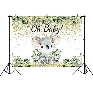 Lofaris Cute Koala 1st Birthday Party Backdrop Greenery Boy First Birthday Background Oh Baby Baby Shower Party Decor Cake Table Banner 7x5ft