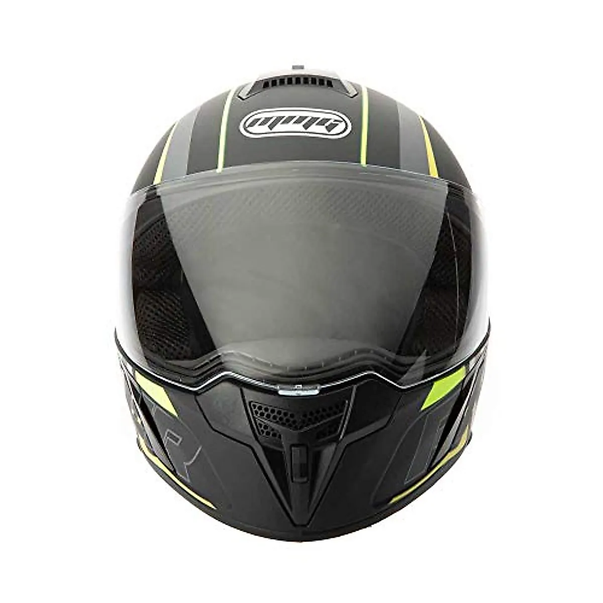 Motorcycle Full Face Helmet DOT Street Legal +2 Visors Comes with Clear Shield and Free Smoked Shield (MGAH21) (Matte Black Yellow, Large)