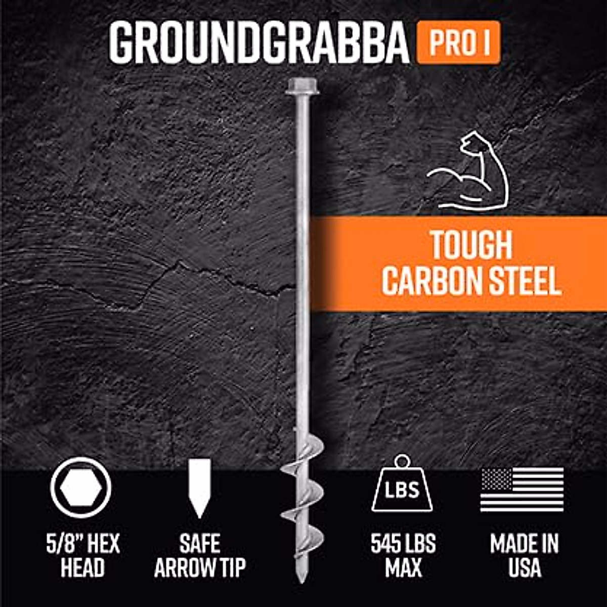 GROUNDGRABBA Screw in Tent Stake for Sand and Loose Ground | Premium Drill Driven Ground Anchor Earth Screws | Sand Screw Anchor | 2X GroundGrabba Pro 1 Stakes