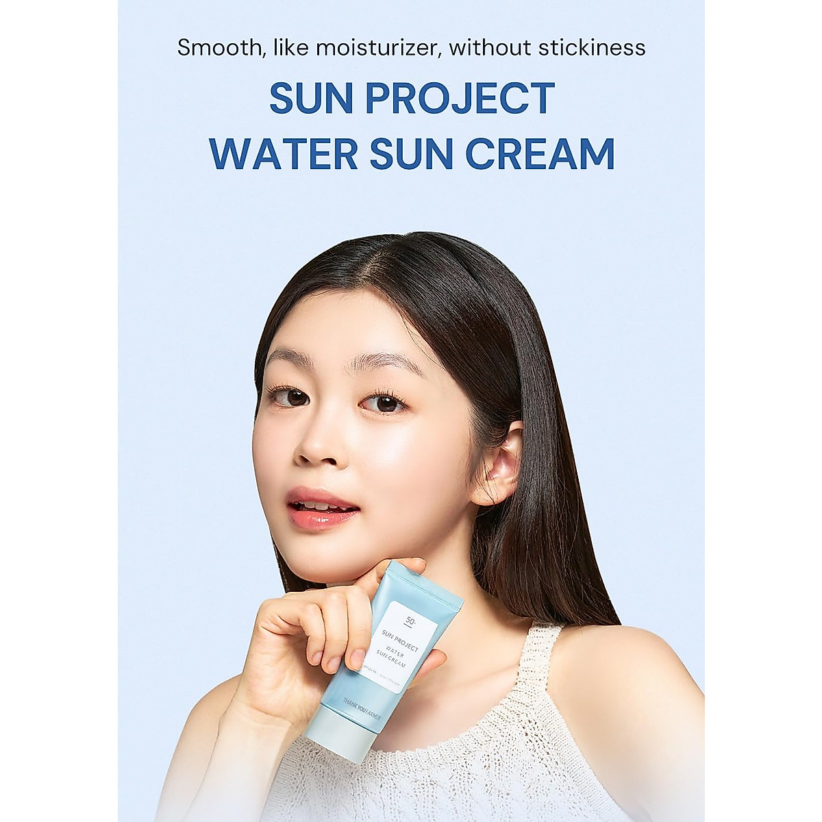 THANKYOU FARMER Sun Project Water Sun Cream 1.75 Fl Oz (50ml) - Travel Size Sunscreen, Face Sunscreen for Sensitive Skin, Korean Sunscreen for Face