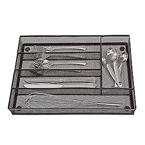 Smart Design 5 Compartment Drawer Organizer - Steel Mesh Mesh - Makeup Tray, Vanity, Utensils, Silverware Storage Bin - Kitchen - Bronze