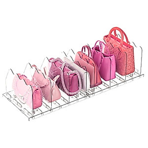 HAN SHENG Adjustable Shelf Divider for Closet Purse Organizer Clear Shelves Dividers Clothes Purse Bag Handbag Organizer Purse Display Stand Desk File Sorter Stand Holder Bookshelf (8 Layers)