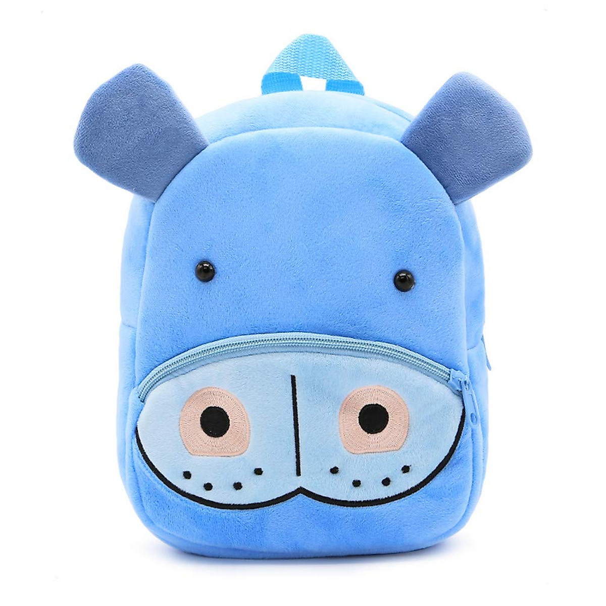 Toddler Backpack Zoo Plush Mini Daypack Animal Cartoon Travel Bag for Baby Girl Boy (Blue（Hippo）)