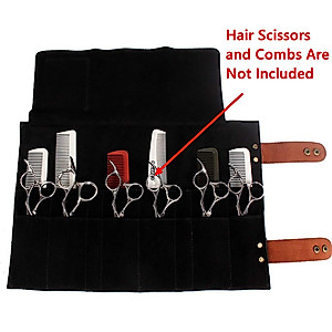 Purple Dragon Leather Roll Up Scissors Holder Pouch Cases Tool Bags for Salon Barber Hair Stylist (Black)