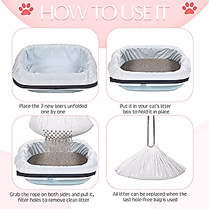 42 Count Jumbo Sifting Cat Litter Bags 36 x 18 Inch Extra Large Thick Cat Litter Box Liners with Holes Disposable Thick Scratch Resistant Cat Litter Bags Drawstring Litter Box Liners for Litter Box