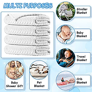 8 Pcs Baby Blanket Cozy Throw Blankets Fuzzy Baby Fleece Blankets Fluffy Warm Baby Crib Blanket for Unisex Newborn Infant Toddler Stroller Nursery Soft Receiving Swaddling Blankets, 24 x 32'' (White)