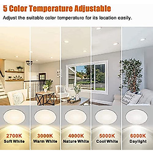 obstime 6 Pack 14W 4 Inch Ultra-Thin LED Recessed Lights Slim with Junction Box,2700K/3000K/4000K/5000K/6000K Selectable,High Brightness Eqv 150W, Dimmable Canless LED Recessed Light-IC Rated&ETL