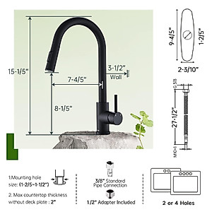 APPASO Black Kitchen Faucet with Soap Dispenser, Matte Black Kitchen Faucet with Pull Down Sprayer, 2-Mode Kitchen Sink Faucets Black, Modern Kitchen Faucet for RV/Bar Sink, Solid Stainless Steel