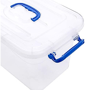 ZHENFAN 6.5 Quart Clear Storage Latch Box/Bin with Lids, 6.5 Liter Plastic Organize Bins with Handle, 4-Pack